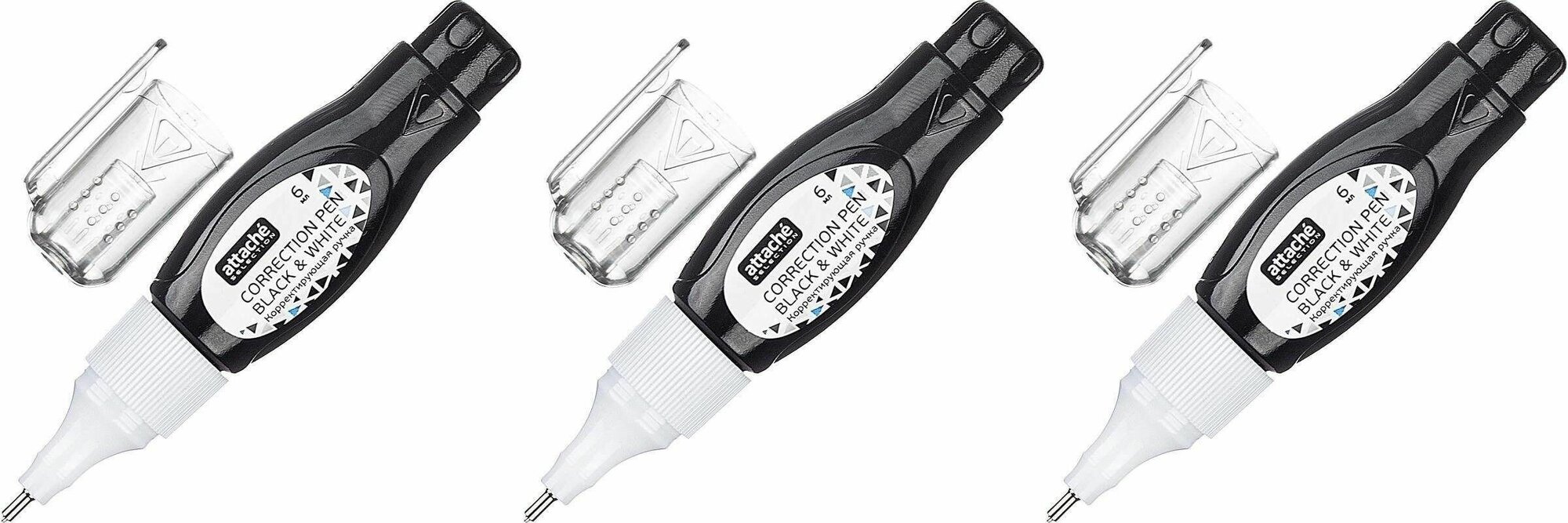 Attache Selection Ручка корректирующая "Black & White" 6 мл, 3 шт