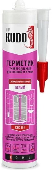 Герметик силиконизированный универсальный Kudo KSK 291, 280 мл, белый