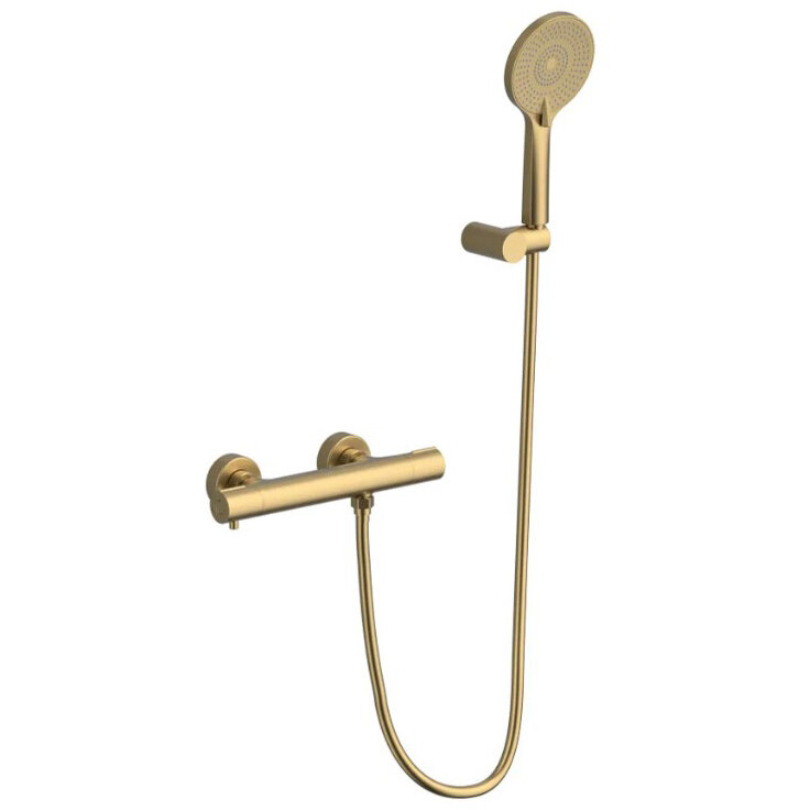 Смеситель Kaiser (Кайзер) Serio для душа с термостатом, (лейка: Ø120х253, 3-jet) Золотой (05377-3)