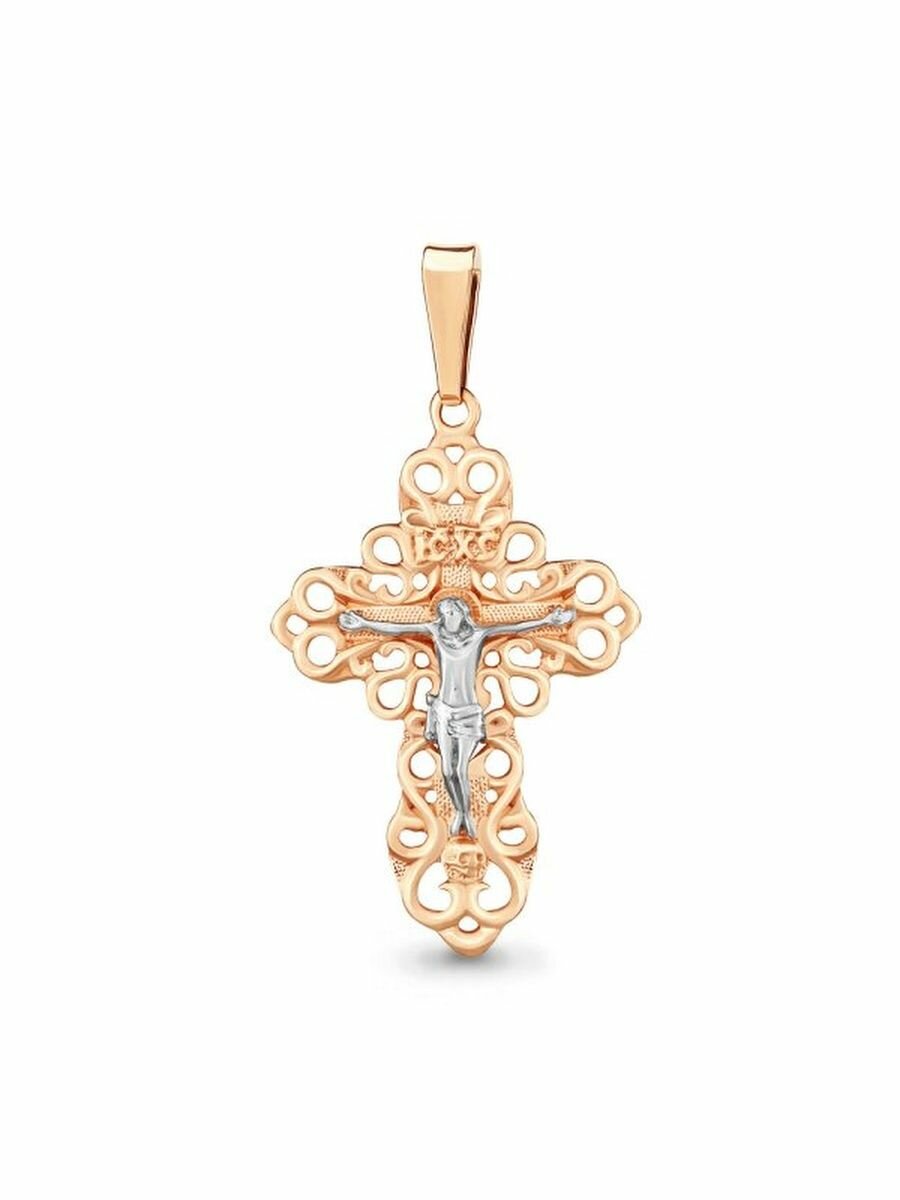 Крестик, красное золото, 585 проба