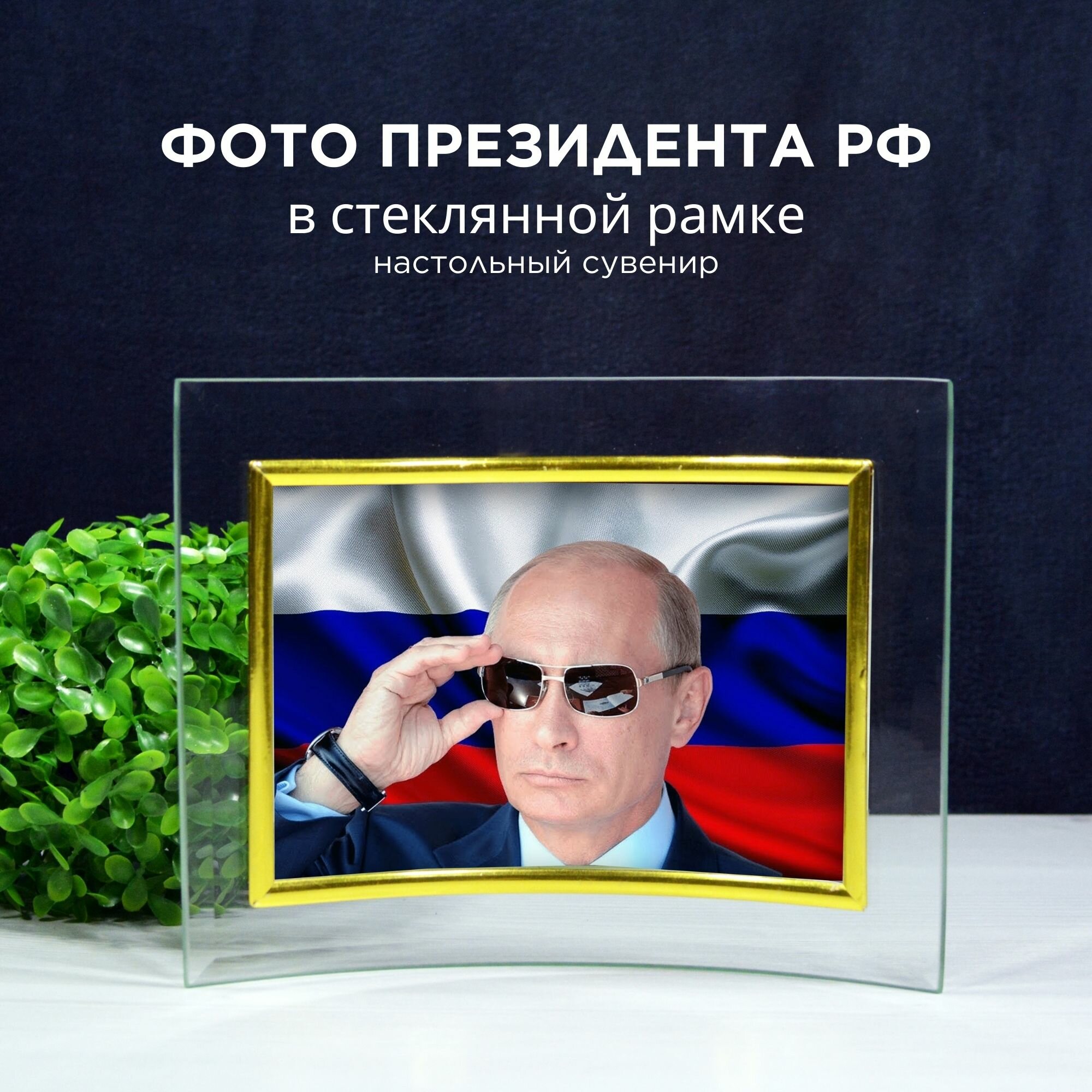 Портрет Президента Путина в очках настольный в рамке 10x15 см