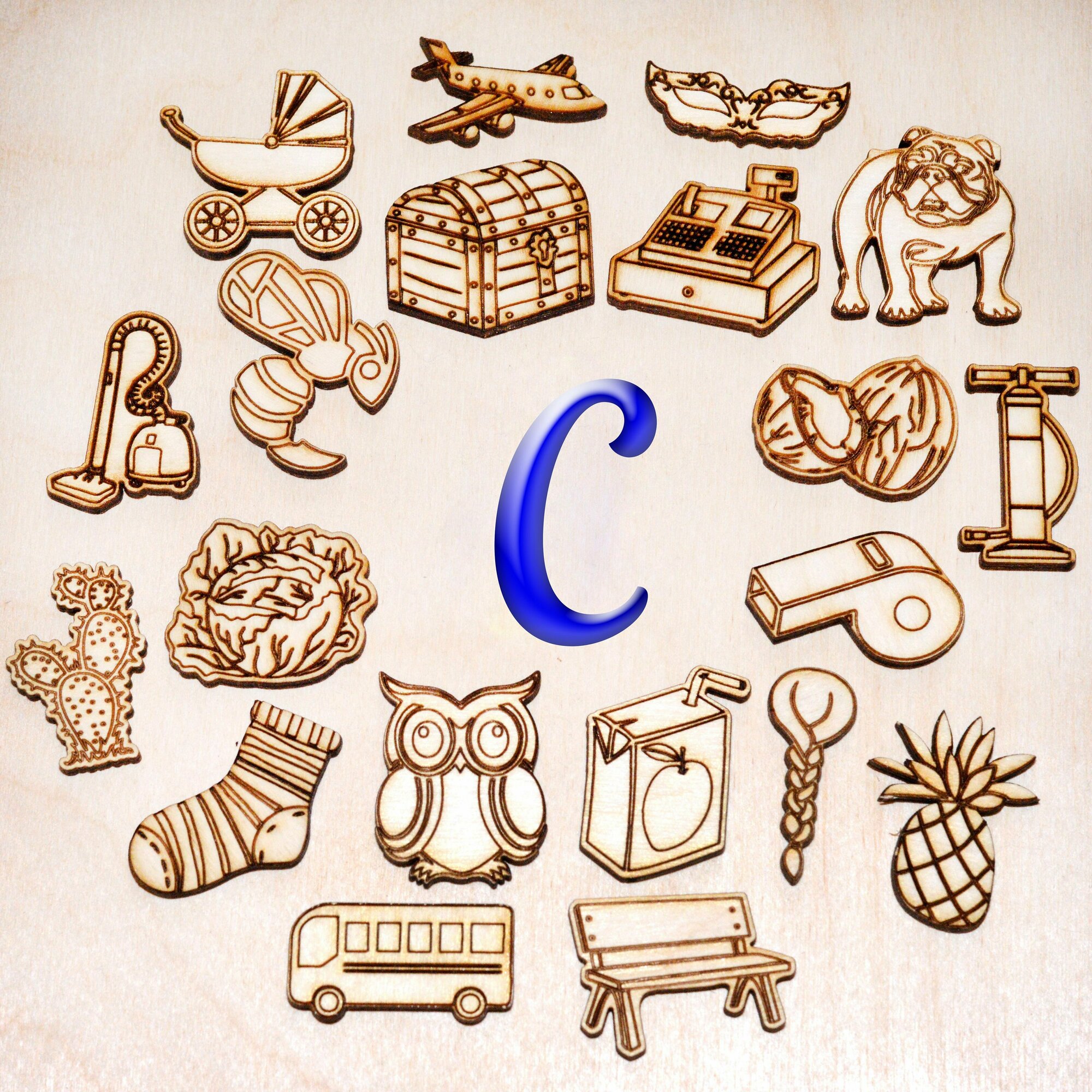 Логопедическое пособие - деревянные фигурки для автоматизации звука С