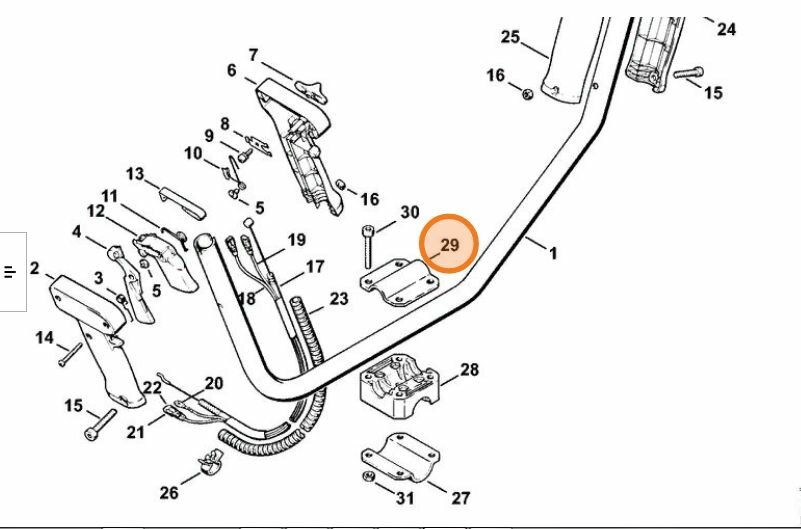 Зажимная верхняя оболочка рукоятки Stihl FS 44 41307910600