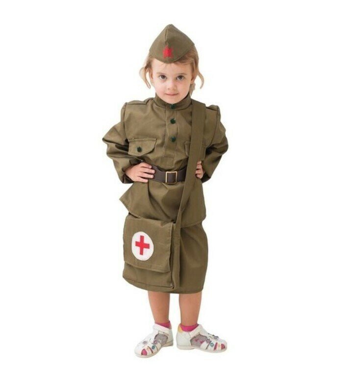 Костюм военного Санитарка для девочки, 5-7 лет рост 122-134 см