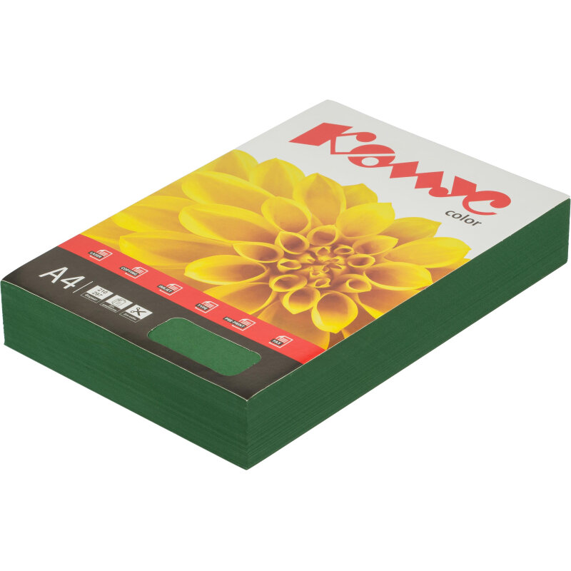 Бумага цветная Комус Color (изумруд интенсив) 80г, А4, 500 л. 619977