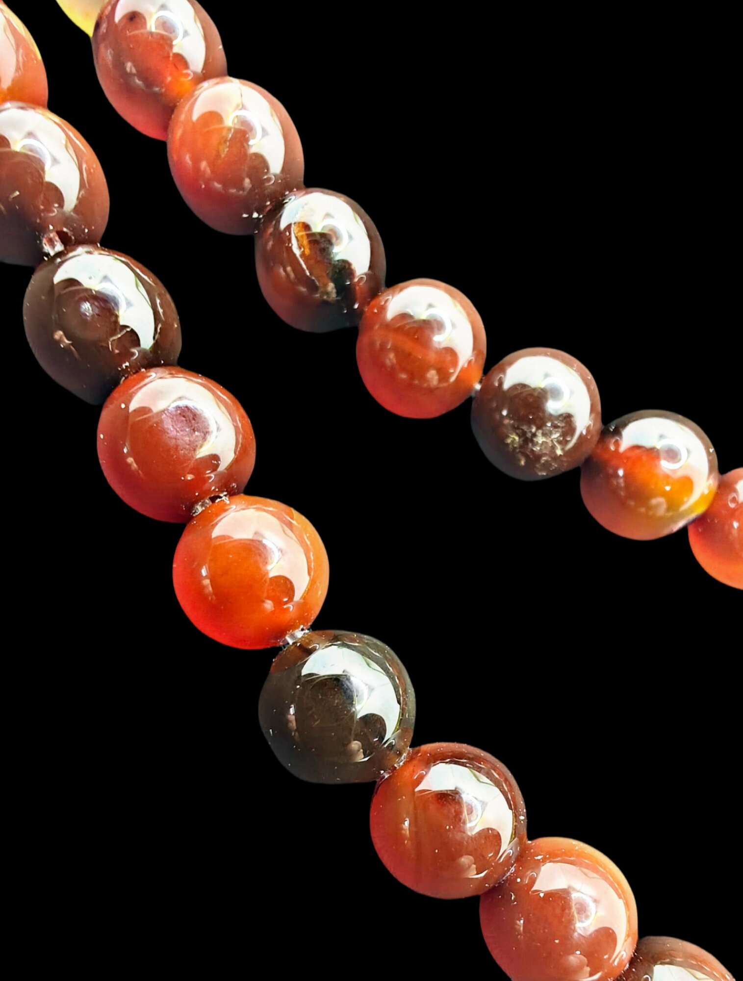 Бусины "Полосатый Агат", натуральный камень, красные, глянцевые, круглые