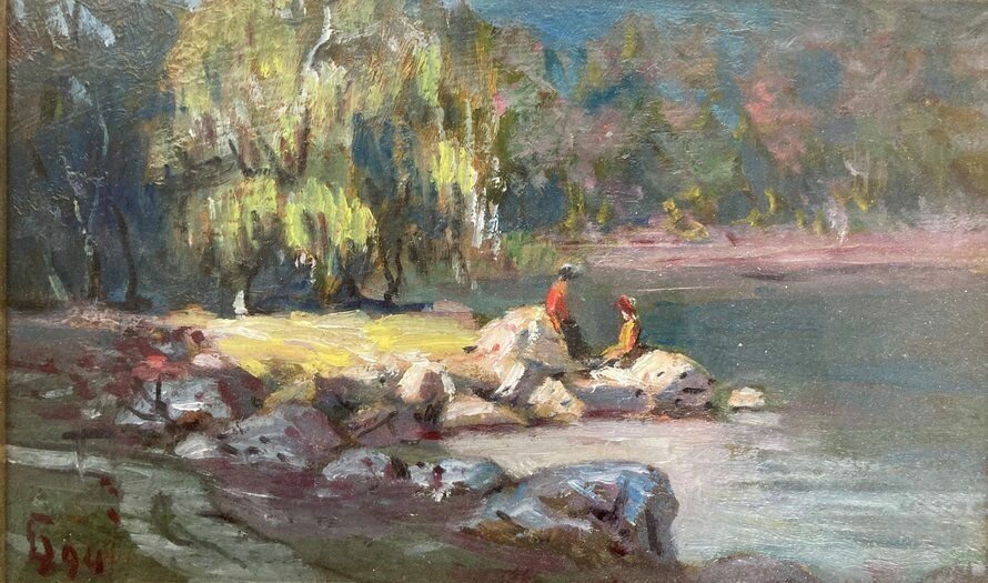 ART-Salon at Oktyabrskaya картина "У реки", 25х30 см, картон, масло, авторская работа