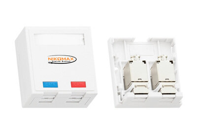 Розетка RJ45 2 порта, кат.5e белая NIKOMAX (NMC-WO2UD2-FT-ST-WT)
