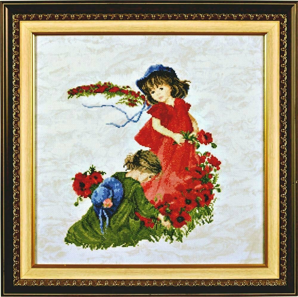 Две девочки в шляпках (салатовый фон) 1032-1