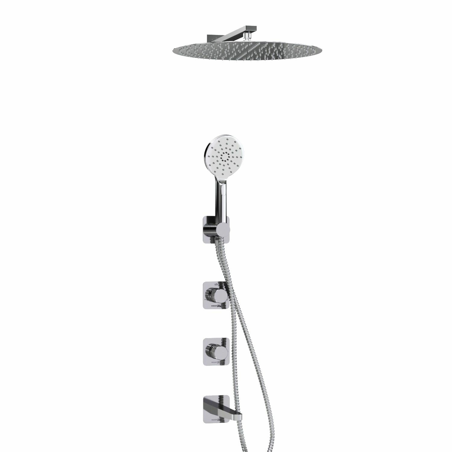 Встраиваемый комплект для ванны с верхней душевой насадкой, лейкой, WasserKRAFT, хром A4651.294.295.090.117.271.087.127