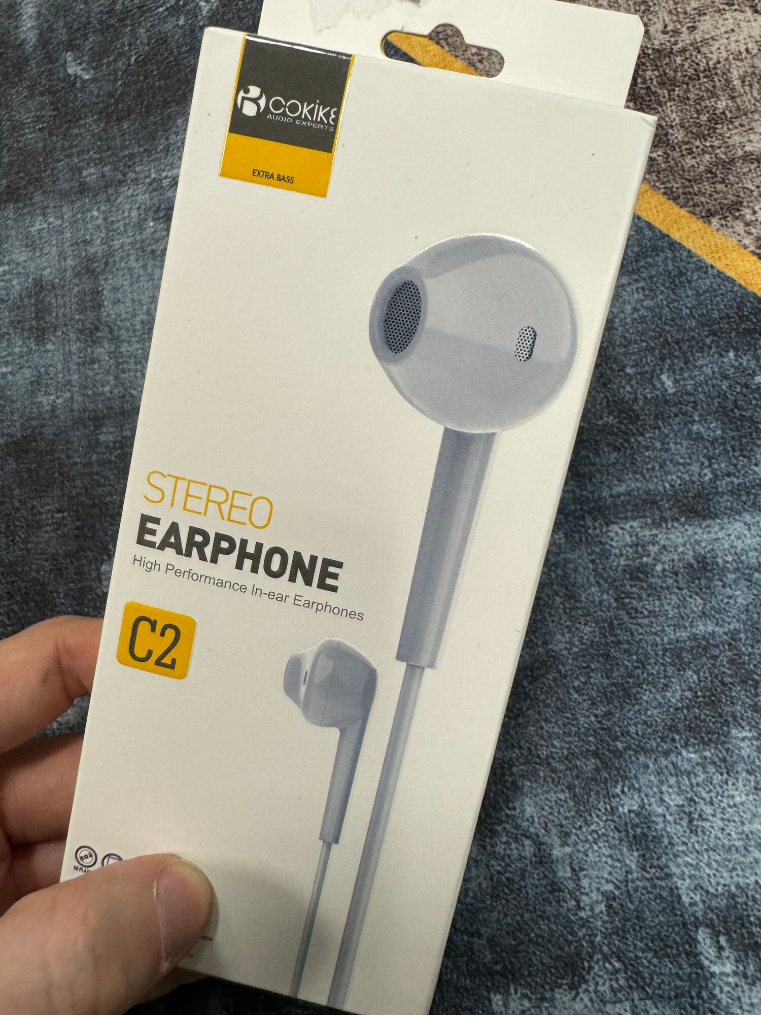 Проводные наушники капельки с микрофоном Cokike C2 (116 Дцб / 130см / 32 Ом) разъем 3.5мм для старых телефонов, магнитолы, радио, MP3-плеера, VR-оч.