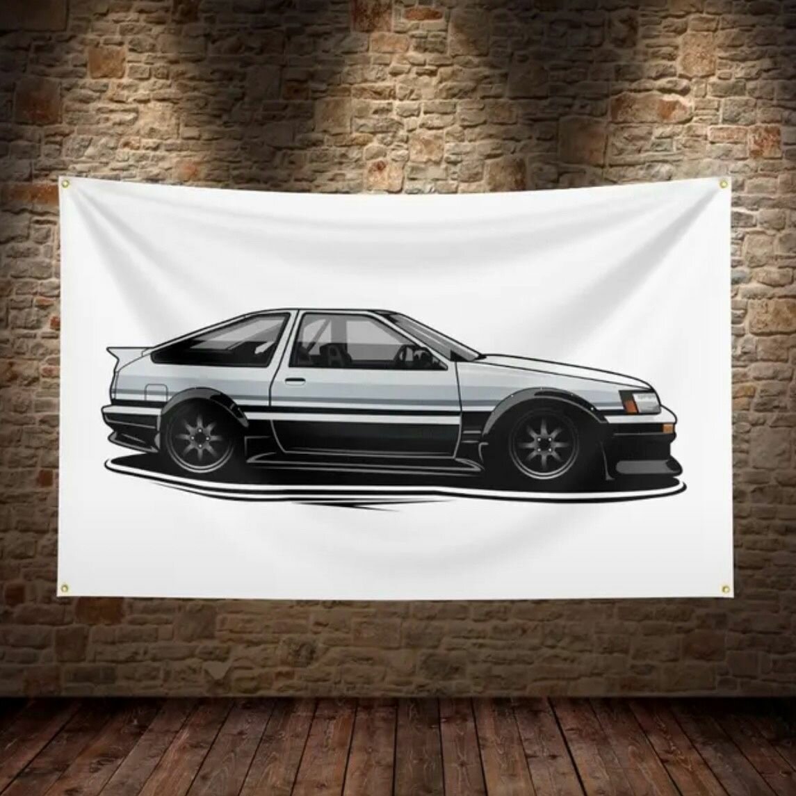 Флаг плакат баннер JDM Toyota Corolla Trueno AE86 Initial D