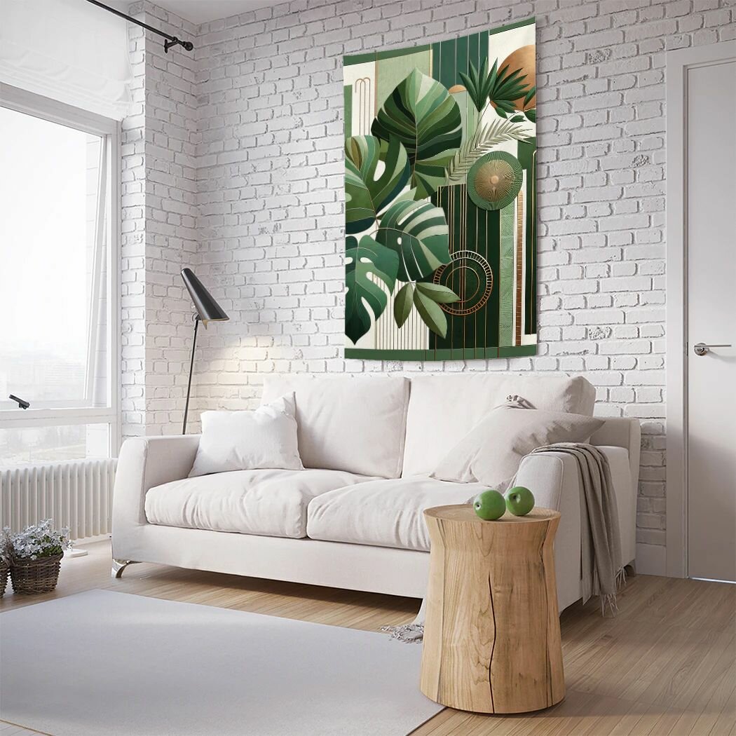 Вертикальное фотопанно на стену JoyArty "Монстера в искусстве", из ткани, 150х200 см