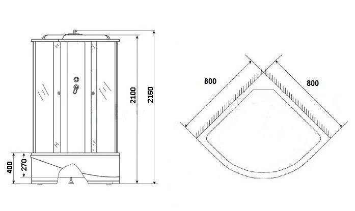 Душевая кабина Niagara Eco 80x80 E80/40/MT поддон высокий, стекло матовое профиль серебро