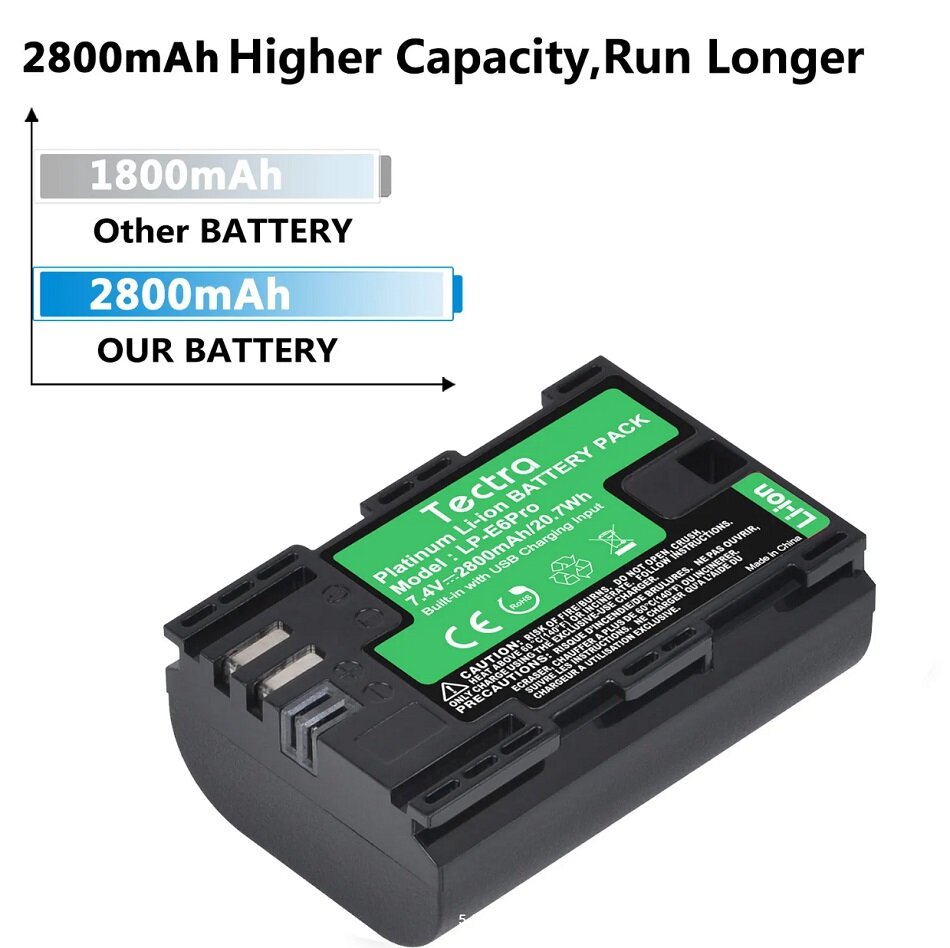 Аккумулятор Tectra LP-E6 Pro 2800mAh — фото 1