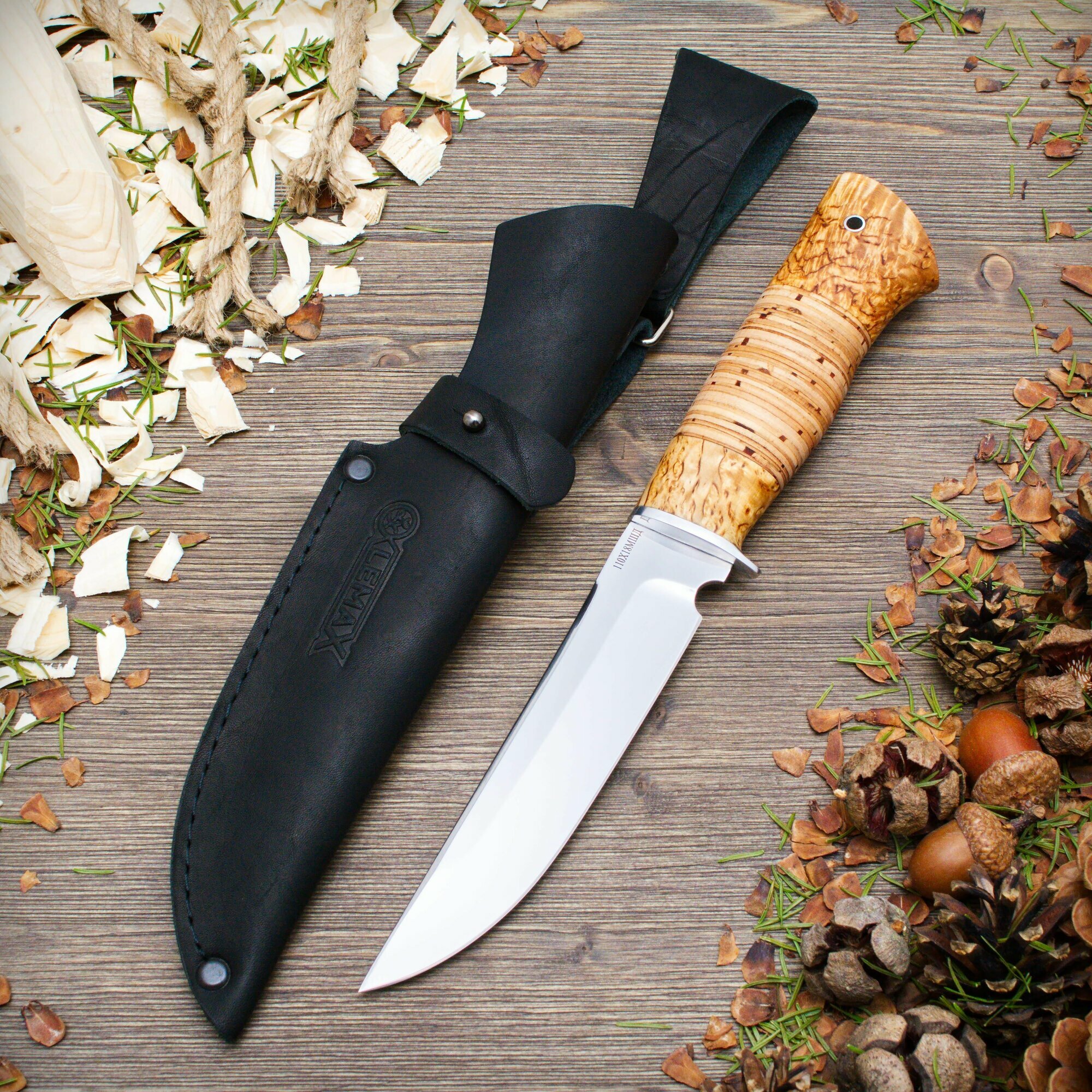 Нож туристический Белка Универсальный 110Х18М-ШД Дюраль Карельская береза Береста Ножи Lemax