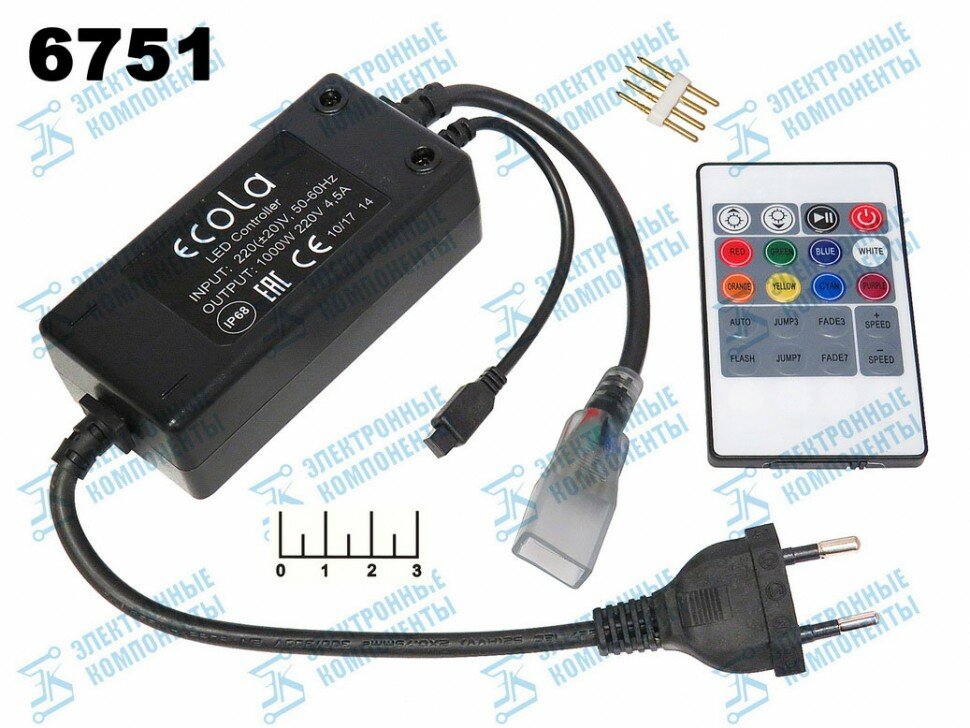 Контроллер для светодиодной ленты RGB + ПДУ IR 220V/4.5A 1000W CR161KESB