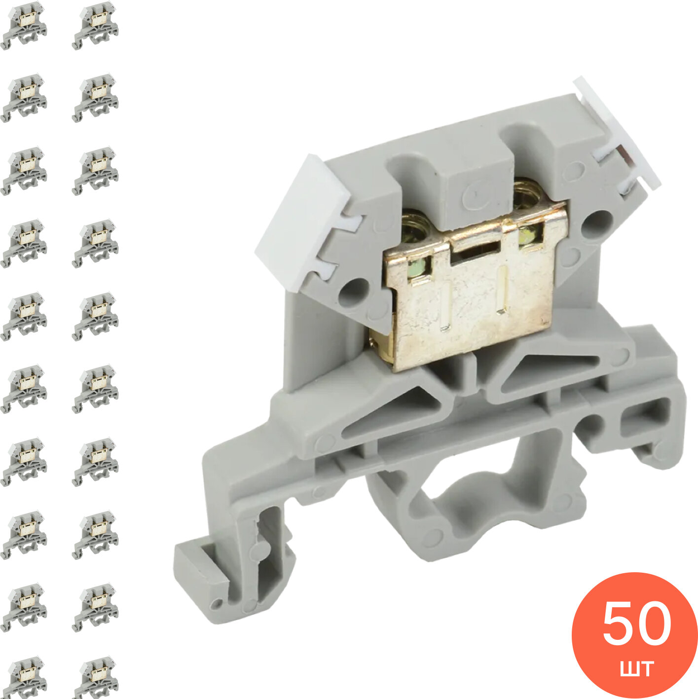 Клемма для проводов IEK / ИЭК ЗНИ-4мм2 (JXB35А), наборная винтовая, корпус огнестойкий полиамид, серый, 45.5х6.3мм, 1шт. / зажим (комплект из 50 шт)