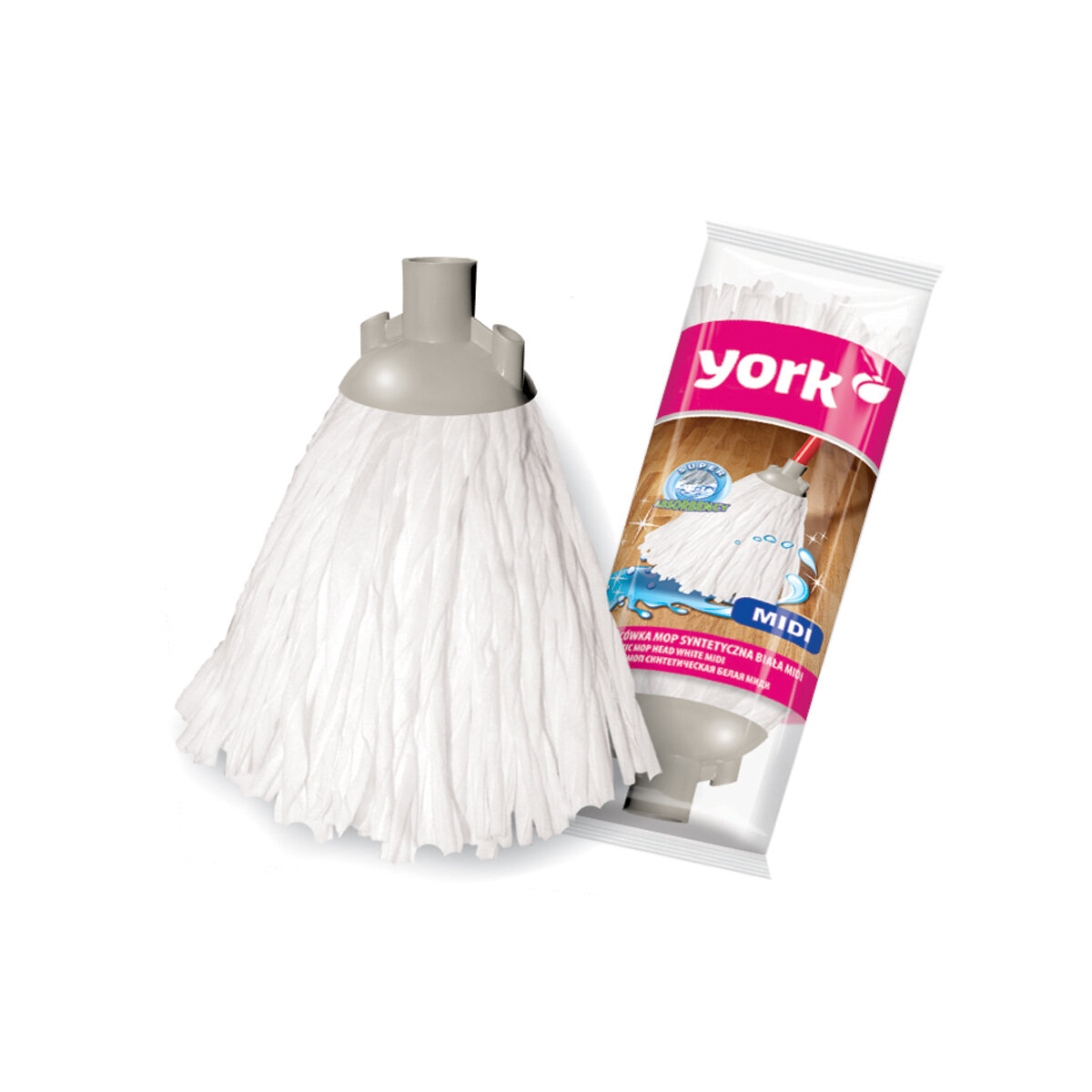 Насадка сменная к швабре Моп York Макси, синтетика, белая, 1шт