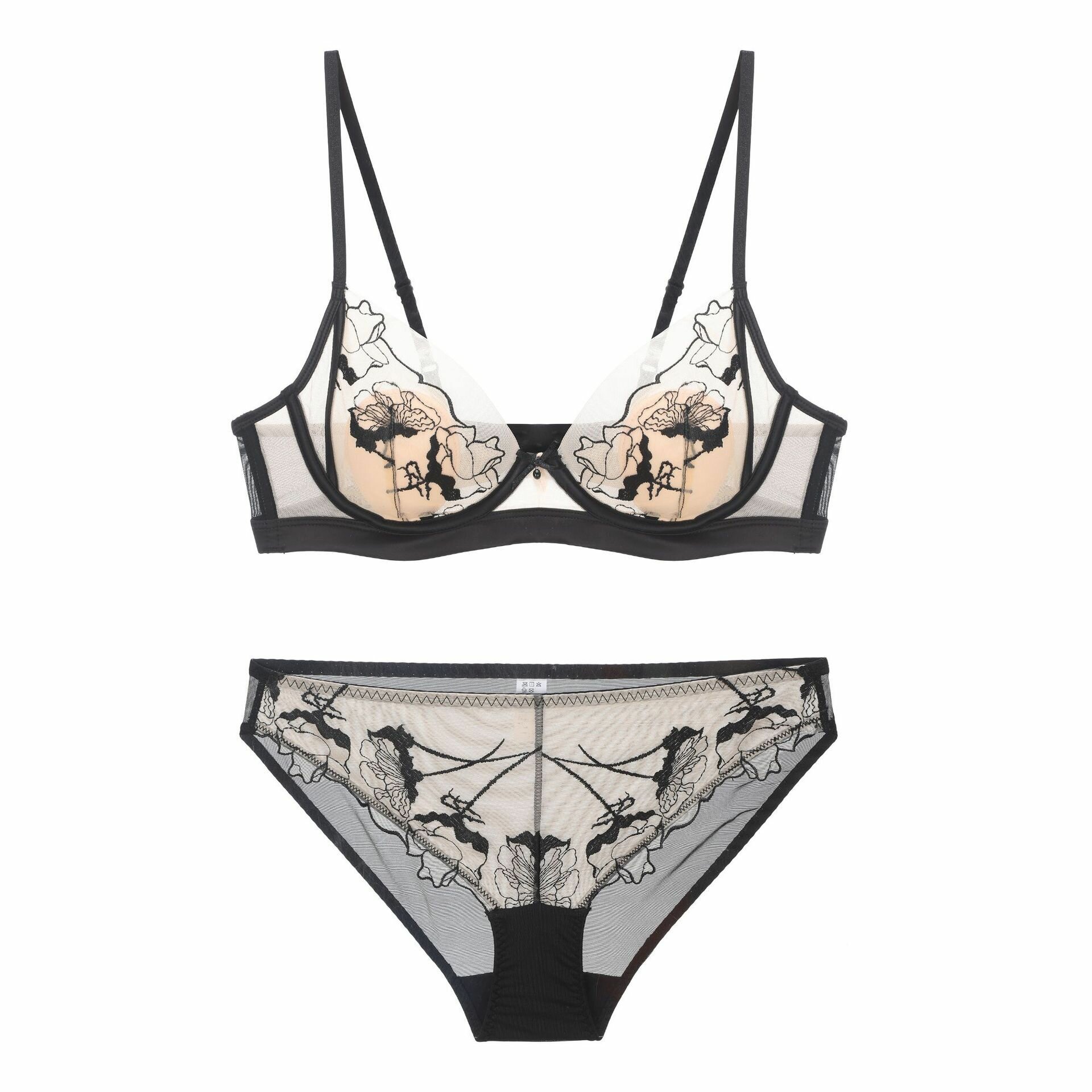 Сексуальный комплект нижнего белья во французском стиле с заячьими ушками для женщин с большой грудью, вышитое белье, кружевной комплект в европейском и американском стиле, черный.