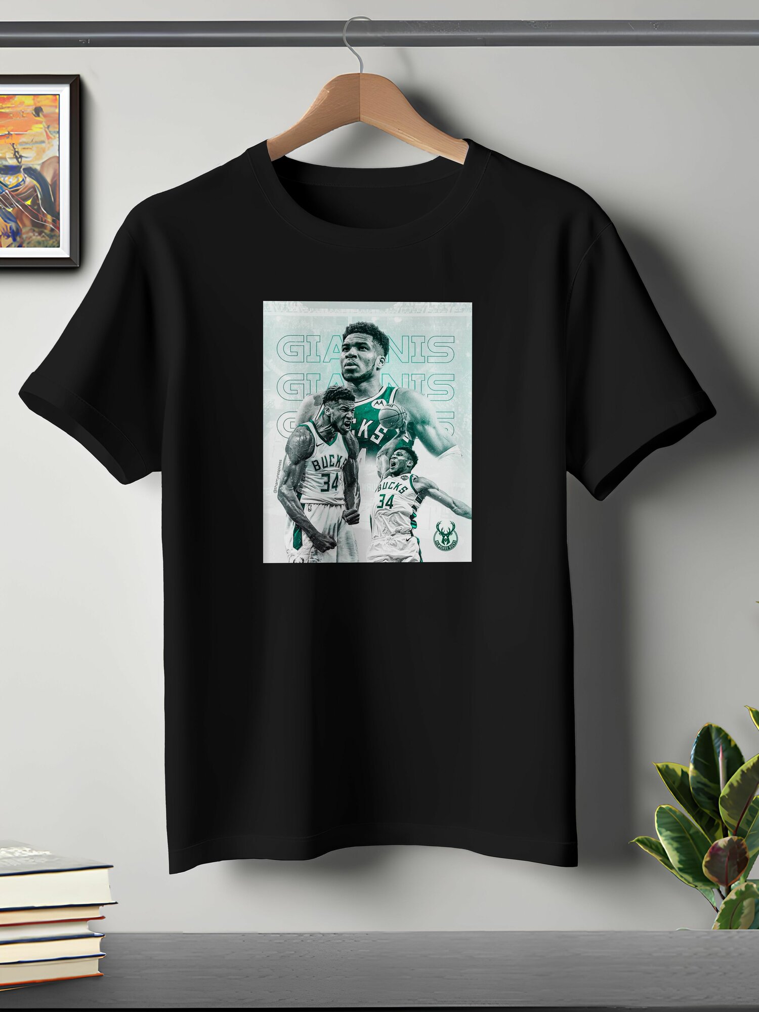 Футболка Детская ONEQ 128 (8-9) размер с принтом Яннис Адетокунбо, черная