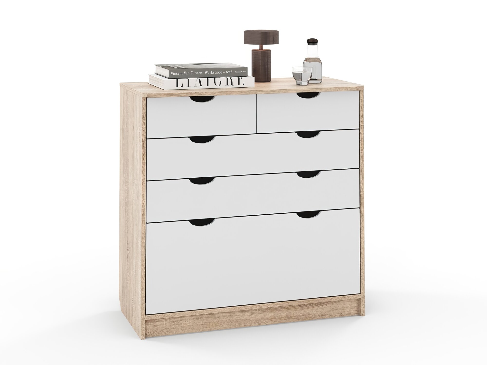 Есэндвич Grand-Лаворо Комод, 90х90х45 см (Дуб сонома/Белый), с ящиками, для кабинета, для офиса, для детской