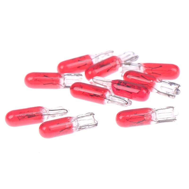 10 шт. T5 12 В 1,2 Вт галогенные автомобильные приборы лампы для приборной панели внутренние Red