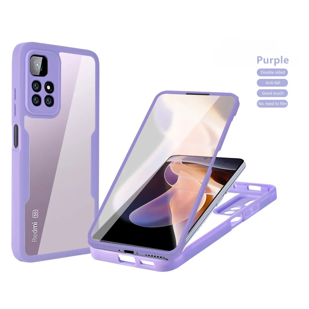 Чехол Redmi Note 11 Pro Plus Purple, двойной силикон