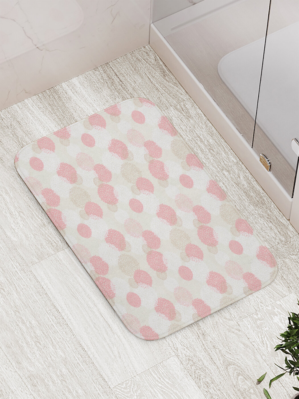 Коврик для ванной комнаты, туалета "Пушистые помпоны" противоскользящий, 52х77 см, JoyArty