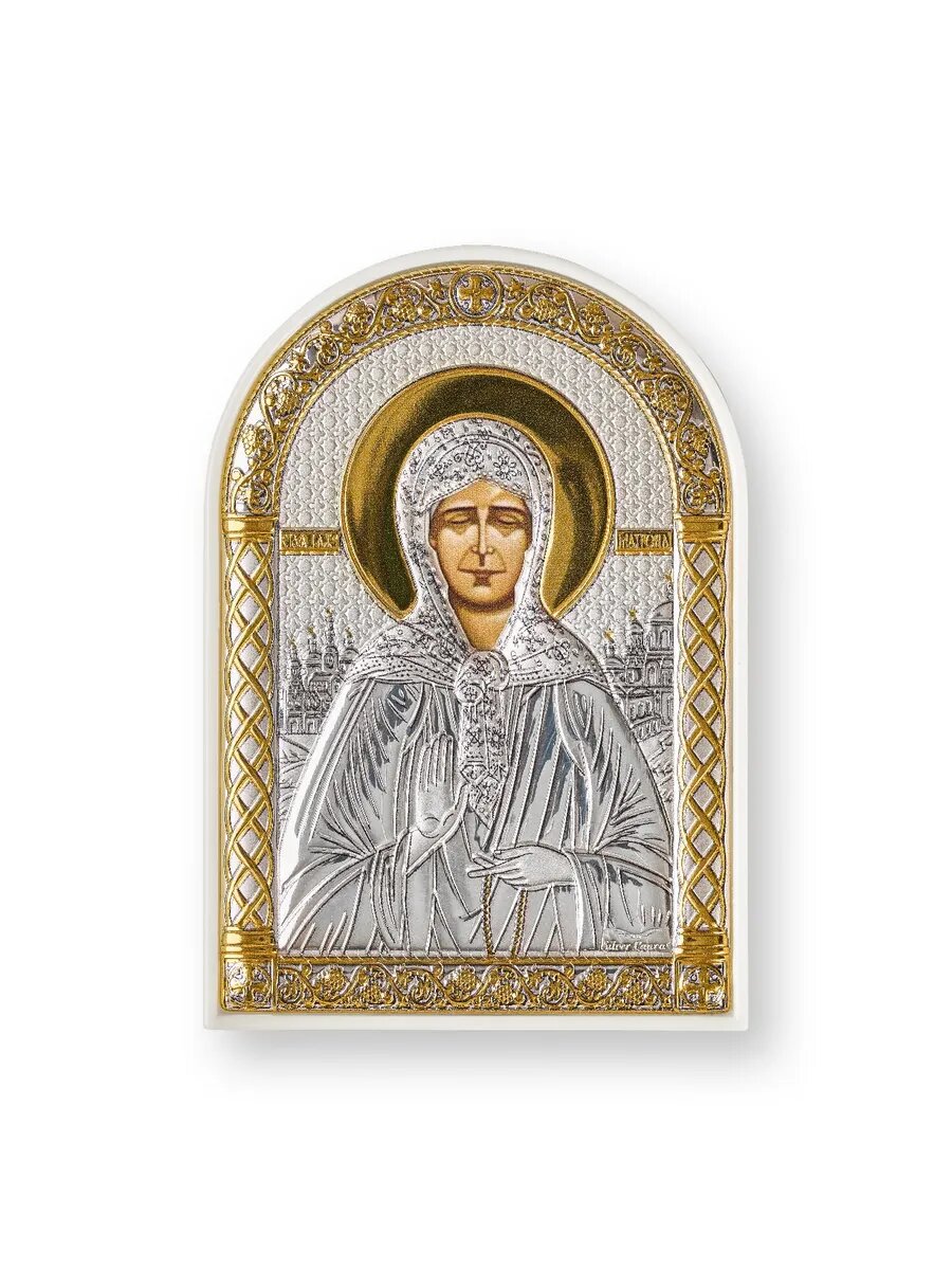 Икона серебряная, греческая Матрона 80х115мм