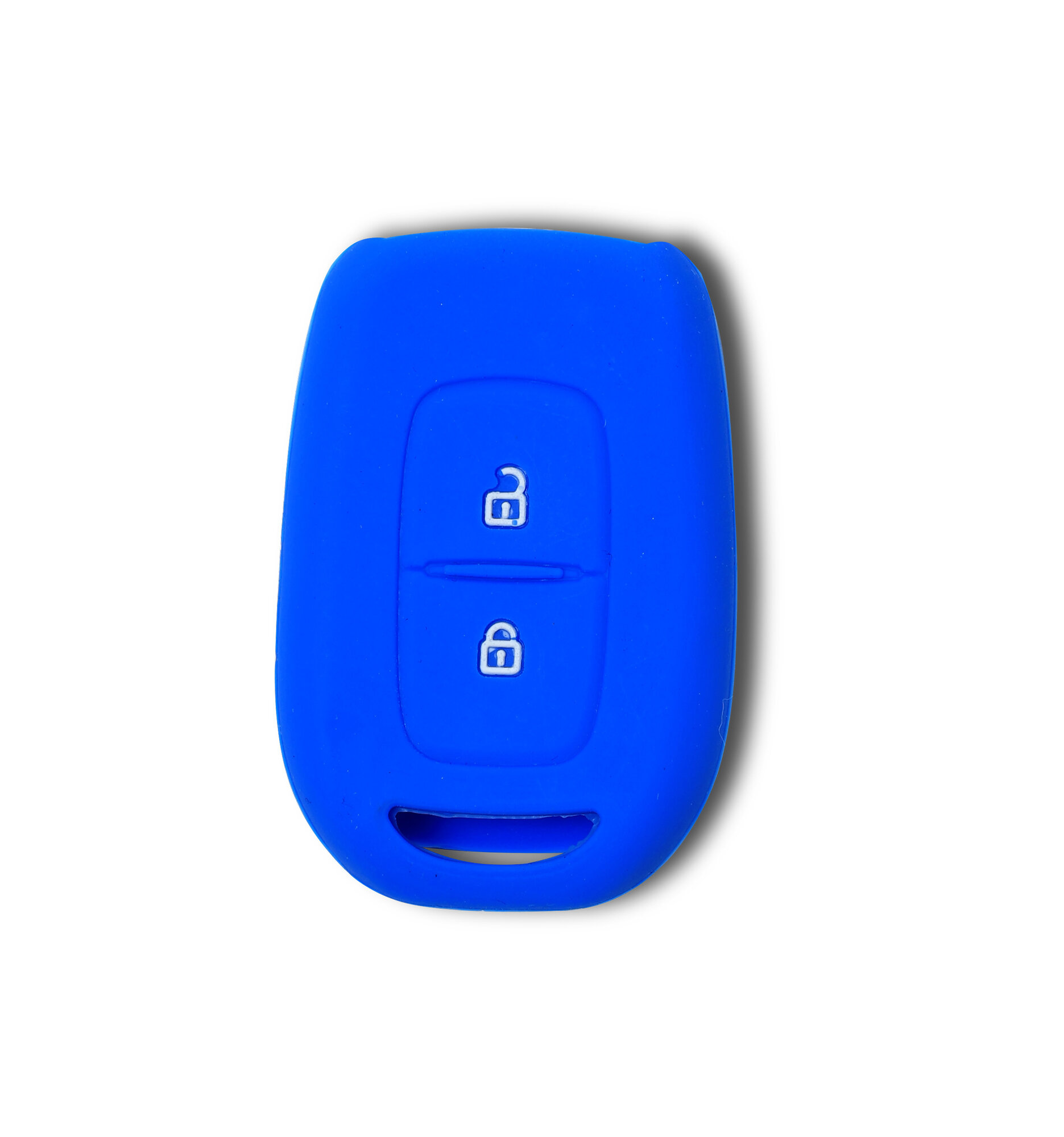 Силиконовый чехол для ключей Renault (Рено) Duster, функциональный, синий