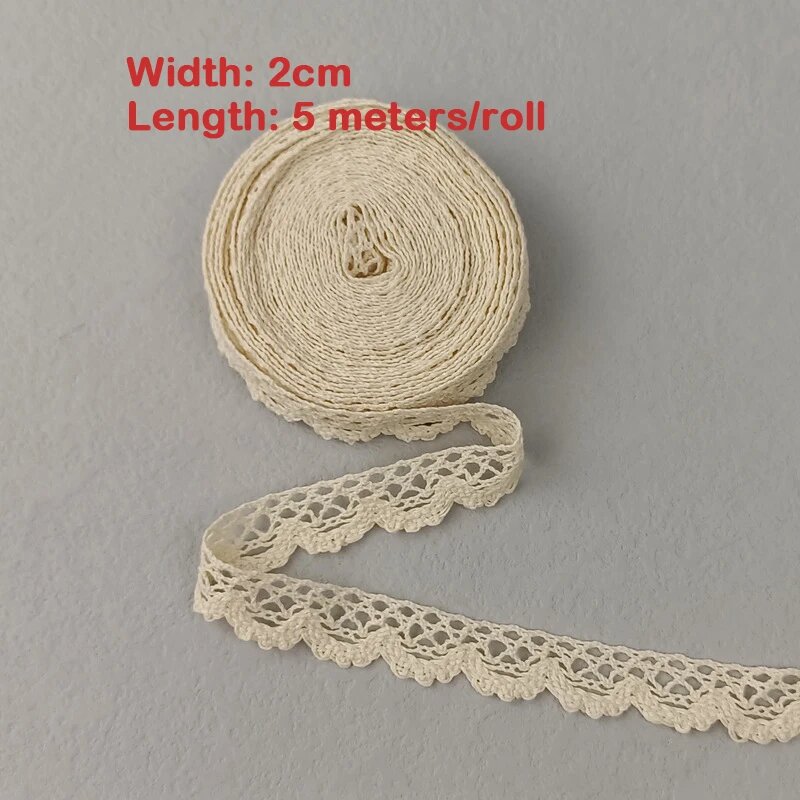Хлопковая кружевная бейка YWXXin.LIFE 5 м бежевая Белый, W9B