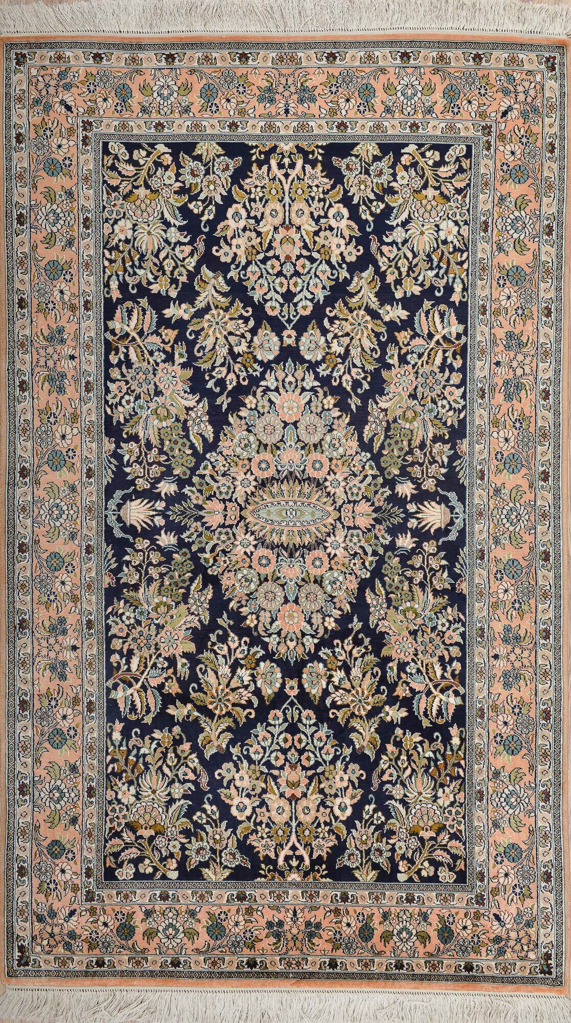 Индийский шелковый ковер ручной работы Kashmiri, Размер: 94х158 см.