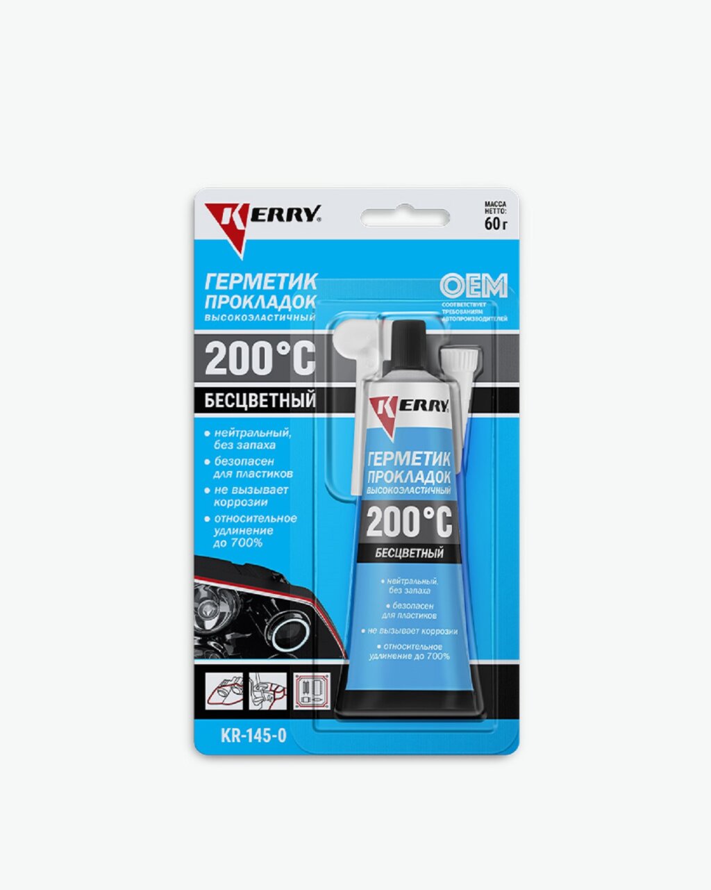 Герметик прокладка "KERRY" (60 г) (бесцветный, высокоэластичный, силиконовый)