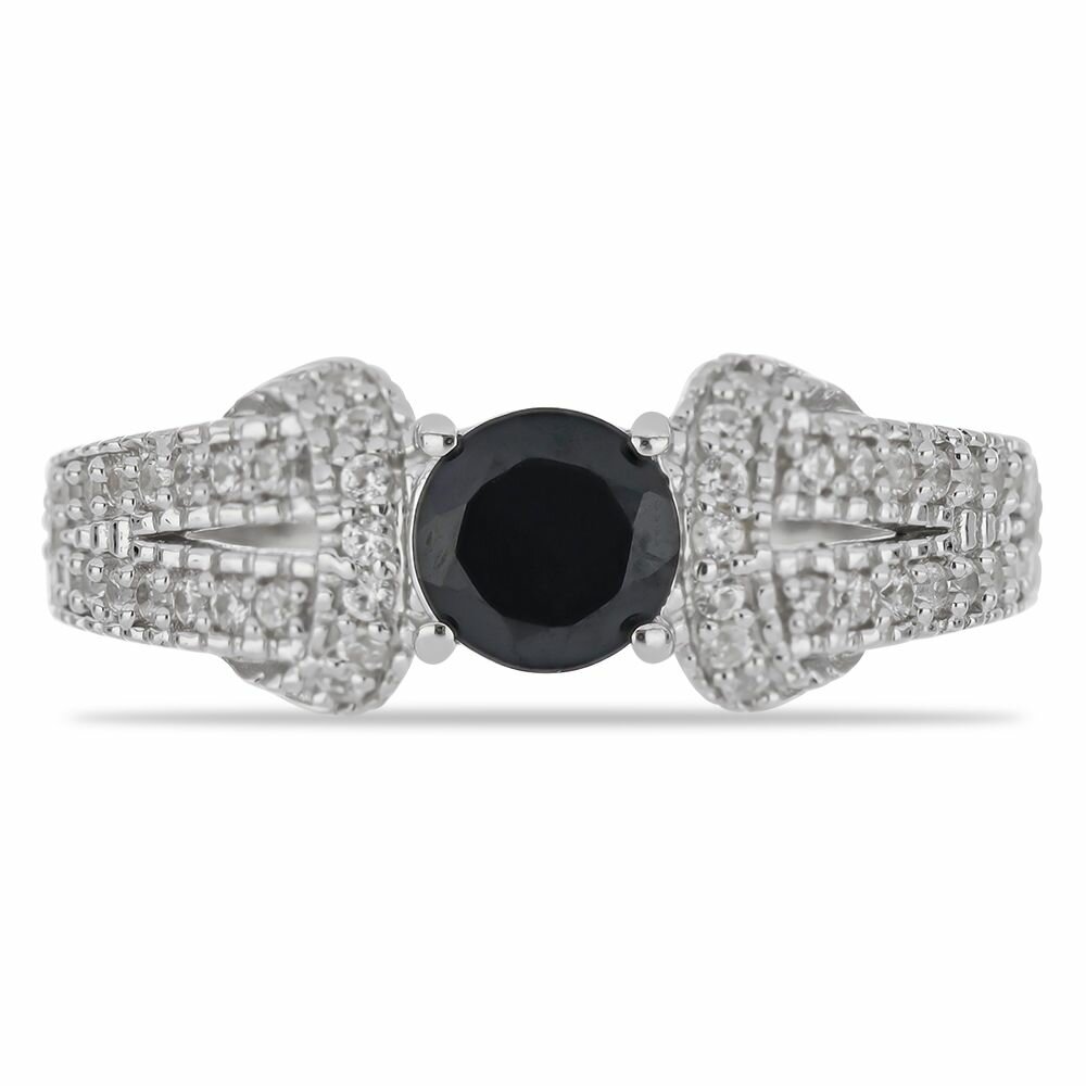 Кольцо, серебро, 925 проба, родирование, циркон, шпинель