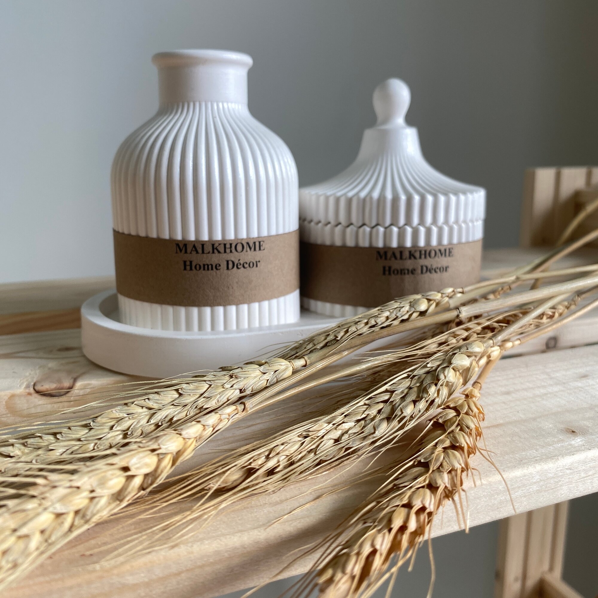 Ваза для сухоцветов из гипса, подставка + шкатулка, декор для дома, интерьерный набор