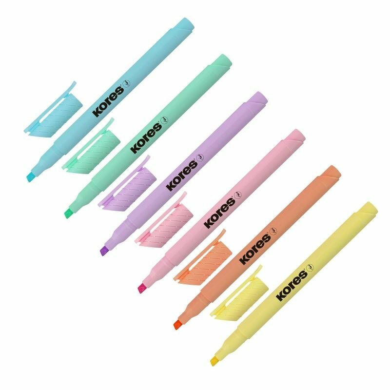 Набор текстовыделителей Kores High Liner Pastel, толщина линии 1-4 мм, 6 цветов
