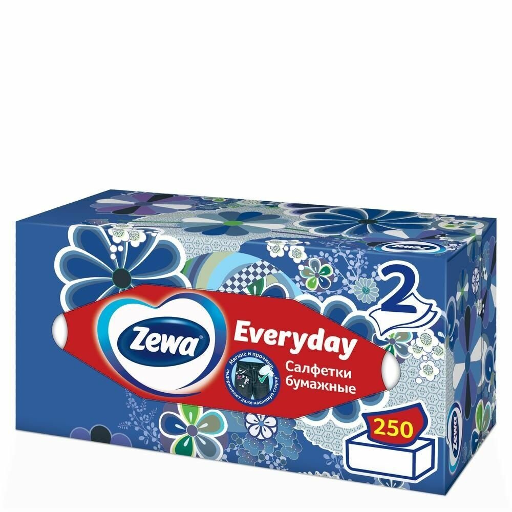 Салфетки бумажные Zewa косметические Everyday 2 слоя, 250 шт (8679)