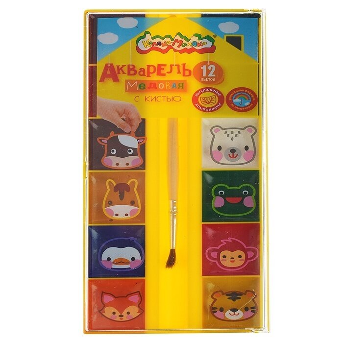 Акварель Каляка-Маляка 12 цветов, с кистью (АМККМ12КД)