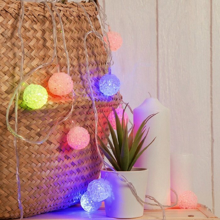 Гирлянда Luazon Lighting Нить, 5 м, "Шарики акриловые", 20 LED, свечение мультиколор, мигание, 220 V (MT. DCR. IP20.220.06.22-27.1.09)
