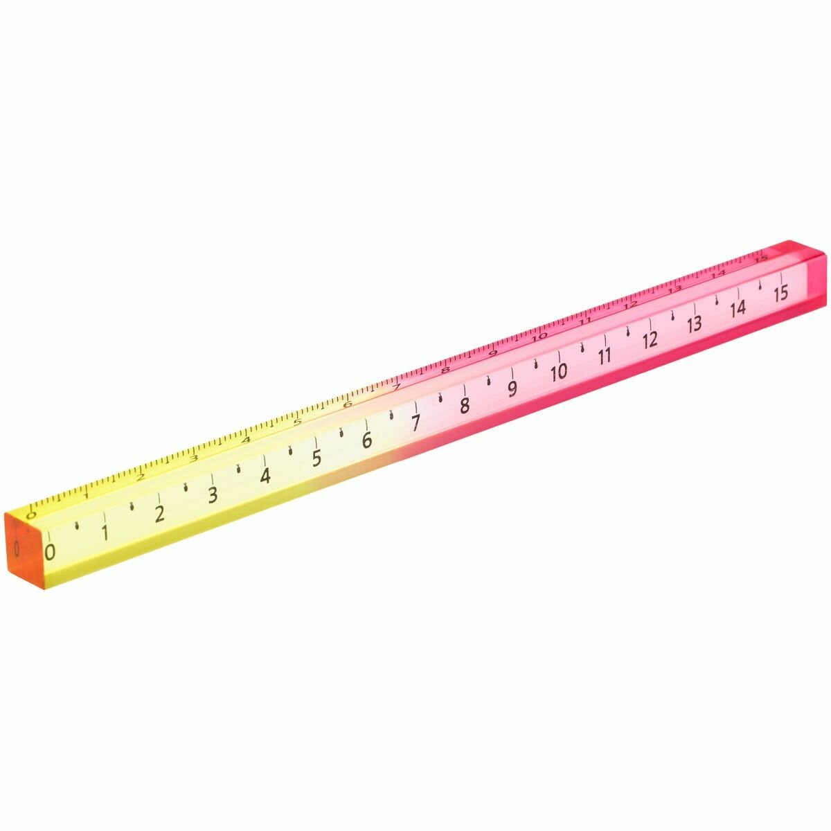 Линейка СТАММ 15 см пластиковая, четырехгранная, желто-розовый градиент, европодвес