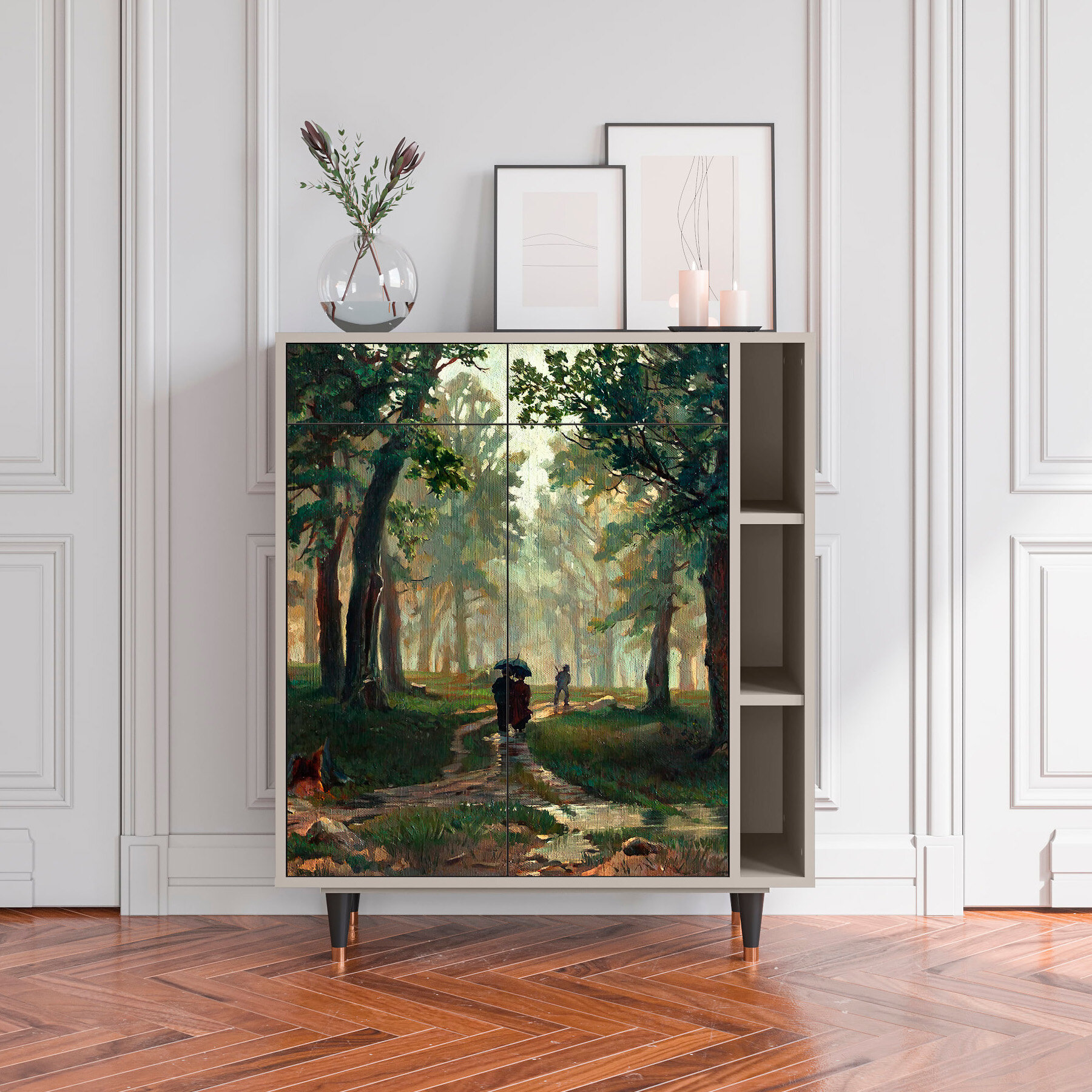 Комод - STORYZ - BS6 Rain in the Oak Forest by Ivan Shishkin, Размер - 94 x 110 x 41 см, Цвет корпуса - , Сатин