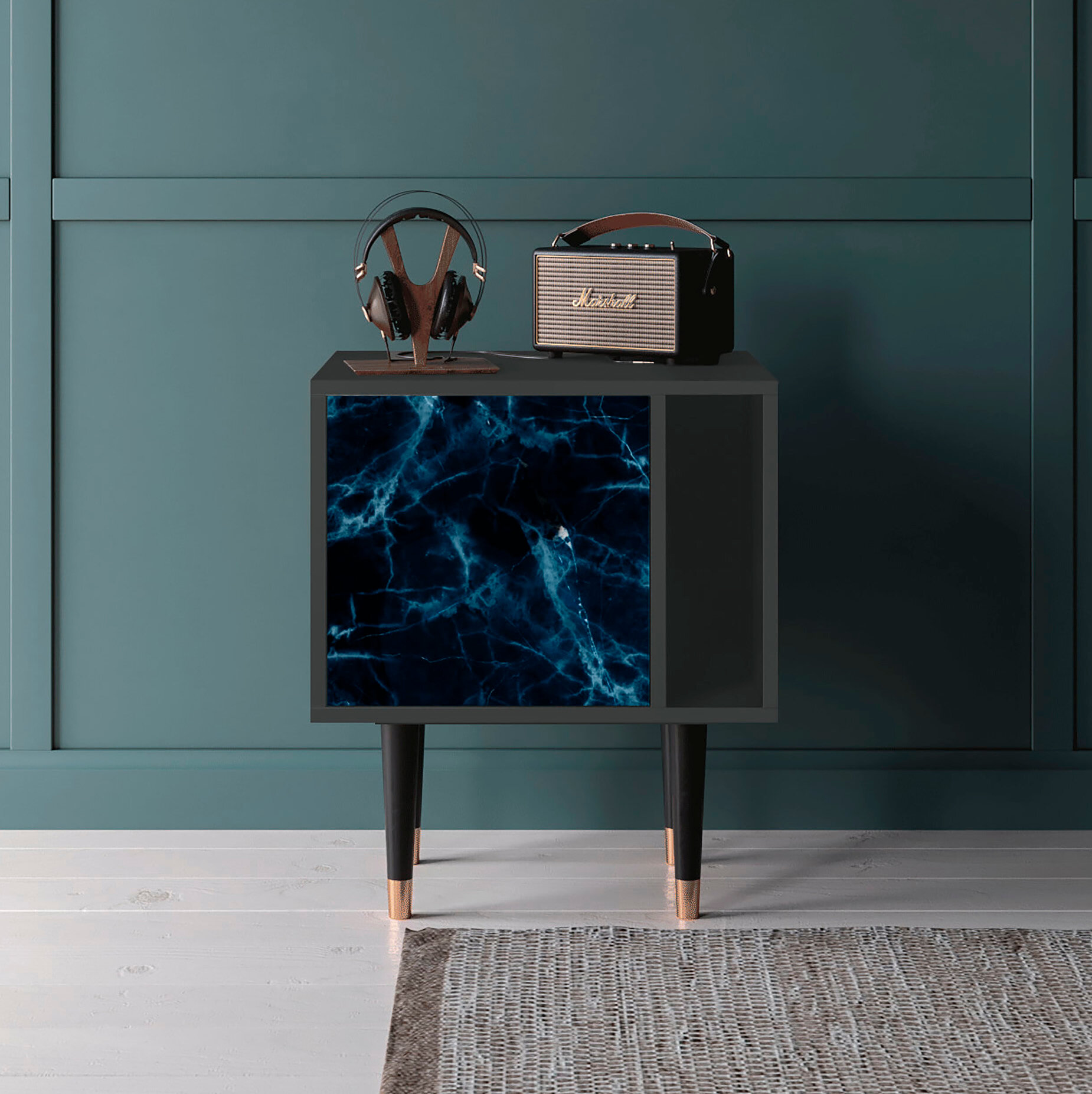 Прикроватная тумба - STORYZ - S2 Deep Ocean, Размер - 58 x 69 x 48 см, Цвет - Антрацит
