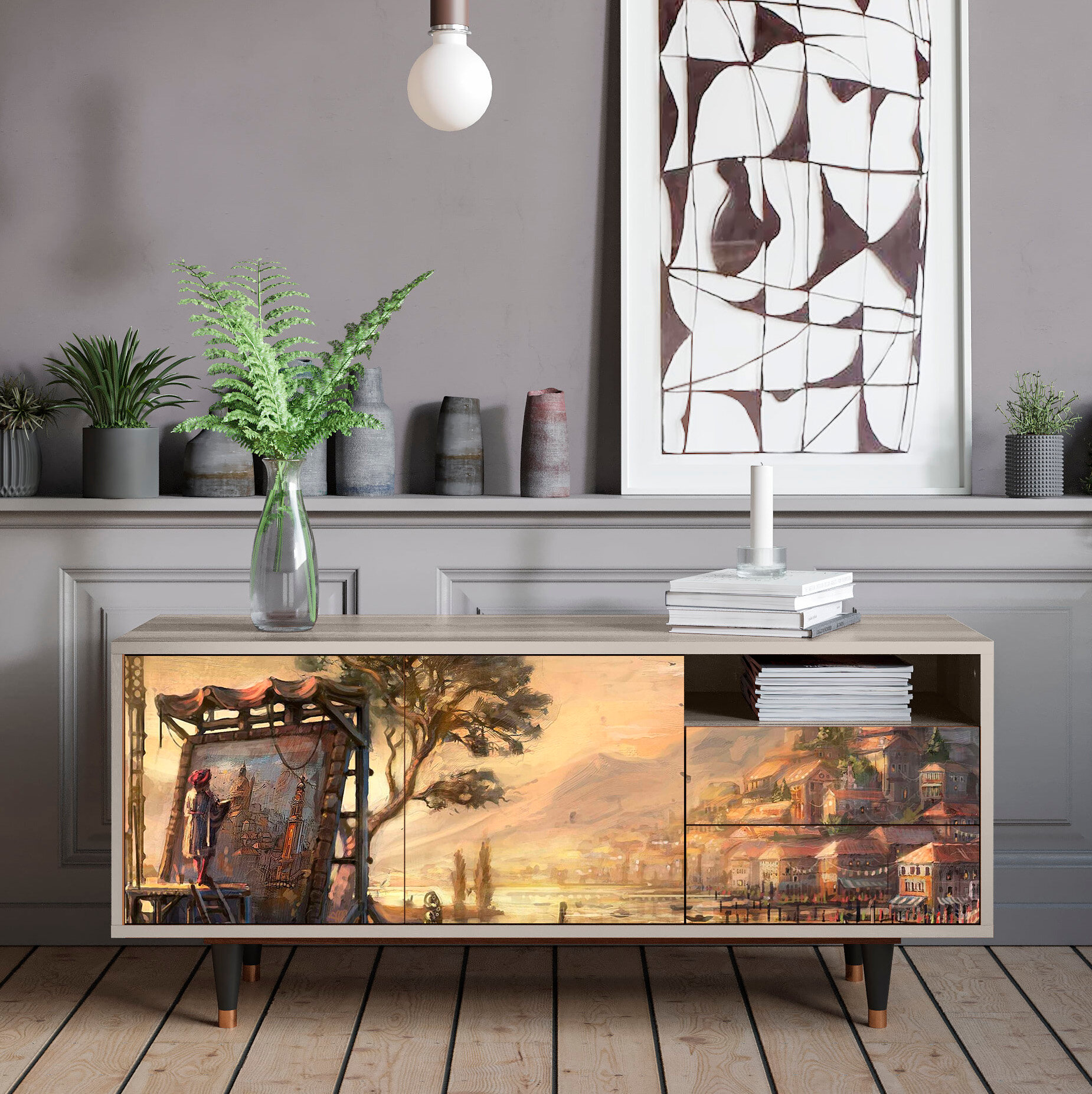 ТВ-Тумба - STORYZ - T7 Venice, Размер - 125 x 56 x 41 см, Цвет корпуса - , Сатин