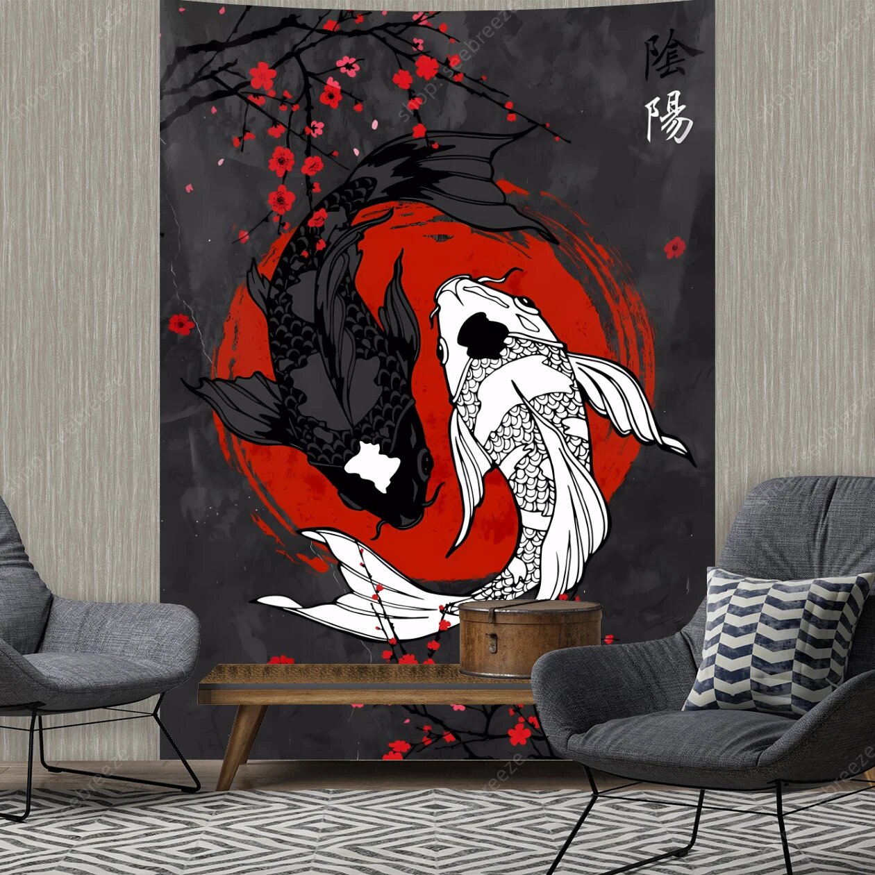 Гобелен с рыбами кои, 73x95см, WF2621