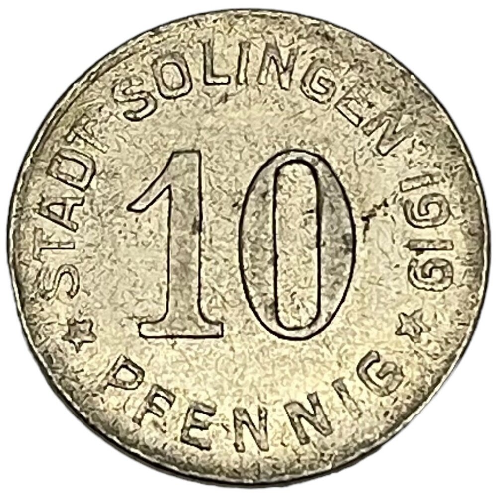 Германия (Веймарская Республика) Золинген 10 пфеннигов 1919 г. (Лот №8)