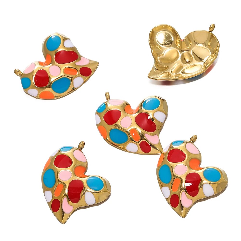 Подвески сердечки Colorful, мультицвет, St.kunkka