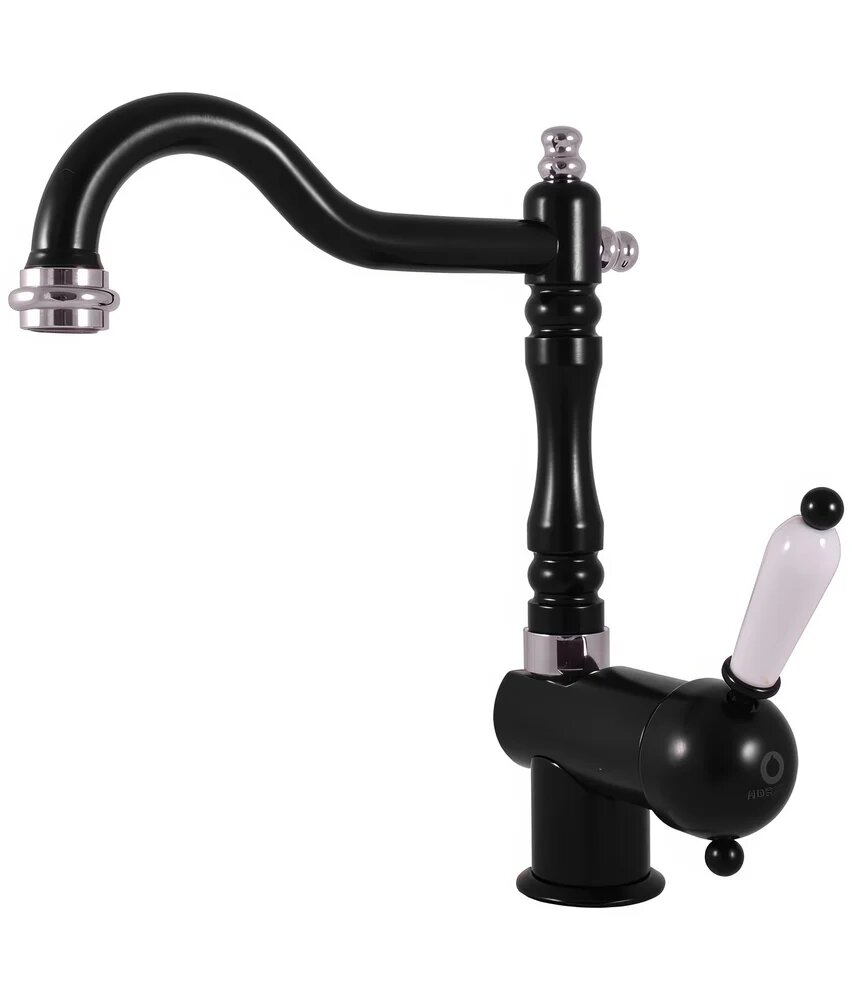 Смеситель для кухни Rav Slezak Labe L508.5/8CMATC с поворотным изливом, черный, матовый, однорычажный, латунный, с керамическим картриджем