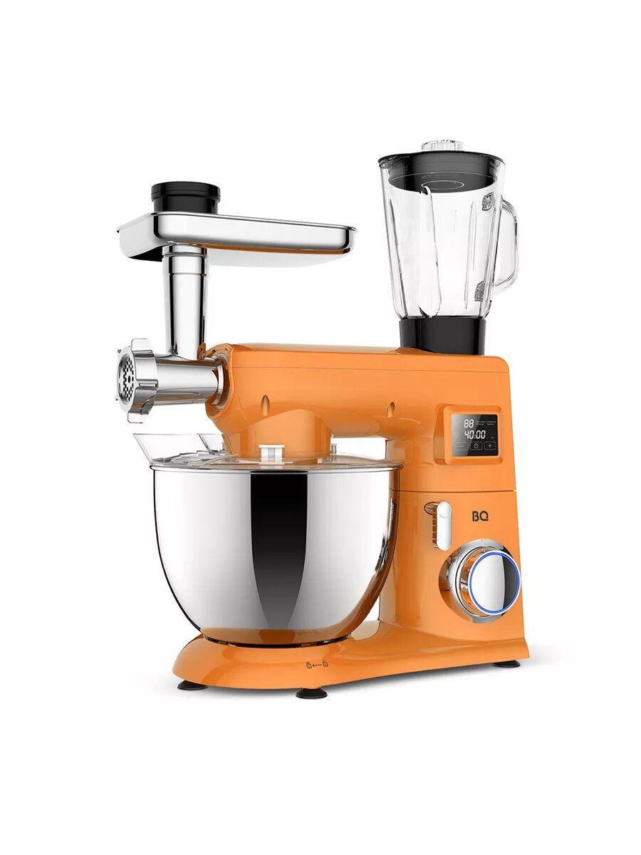 Планетарный миксер BQ MX850 с подогревом чаши, мясорубкой и блендером, абрикосовый