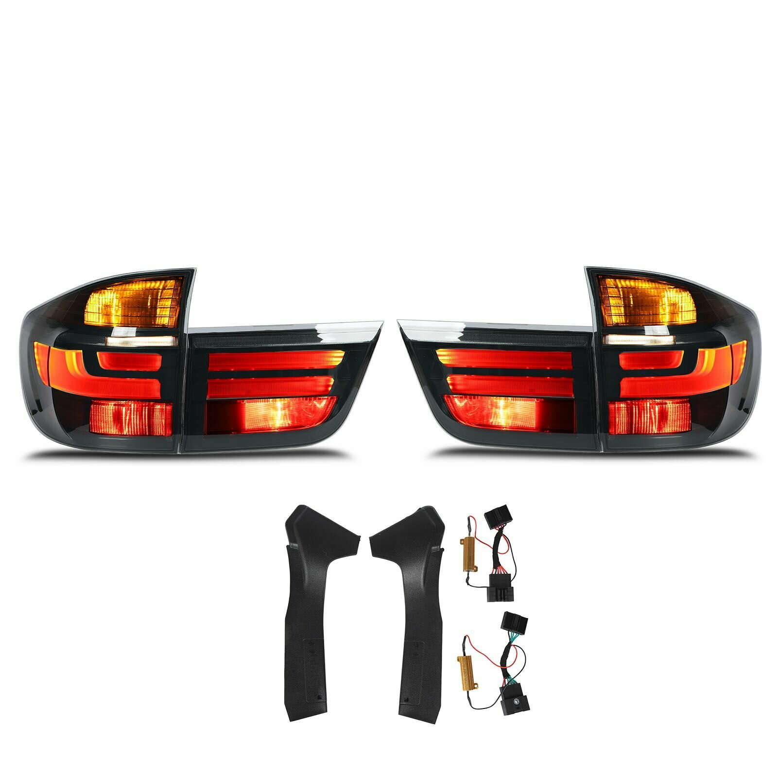 Старые и новые светодиодные задние фонари BMW X5 E70 в стиле LCI, пара затемненных левых и правых фар